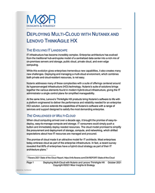 Deploying Multicloud with Nutanix Cloud Platform and Lenovo ThinkAgile HX