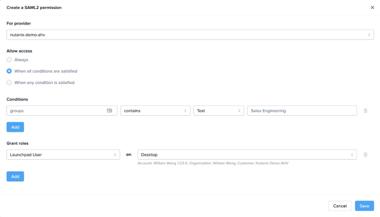 Role-based Access Control and User Authorization in Nutanix Frame