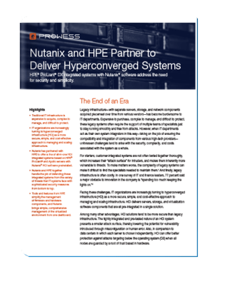 White Paper: Nutanix and HPE Partner to Deliver Hyperconverged Systems